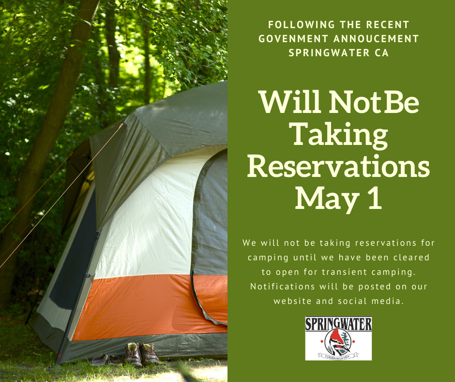 Springwater Conservation Area – RESERVATIONS WILL NOT OPEN MAY 1 ...